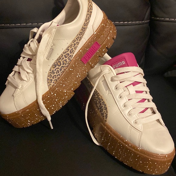 Puma | Shoes | Puma Maze Wedge Sneakers Cream And Leopard Print Women ...